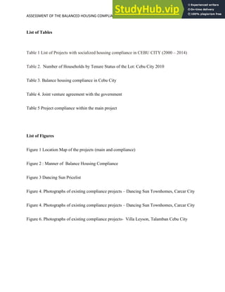 ASSESSMENT OF THE BALANCED HOUSING DEVELOPMENT COMPLIANCE IN THE ...