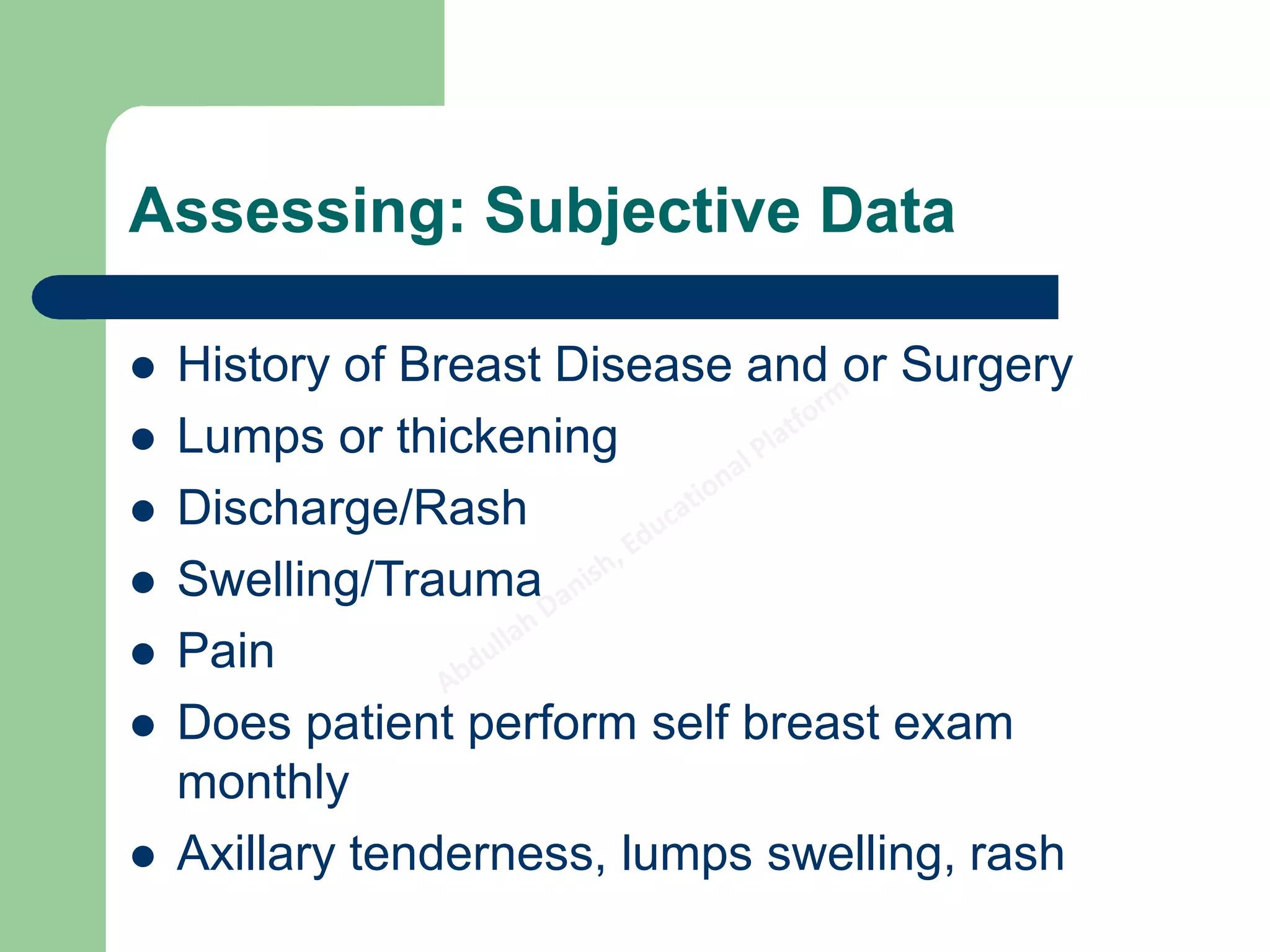 Assessment of the Breast, Axilla _ Genitalia, Educational Platform.pptx