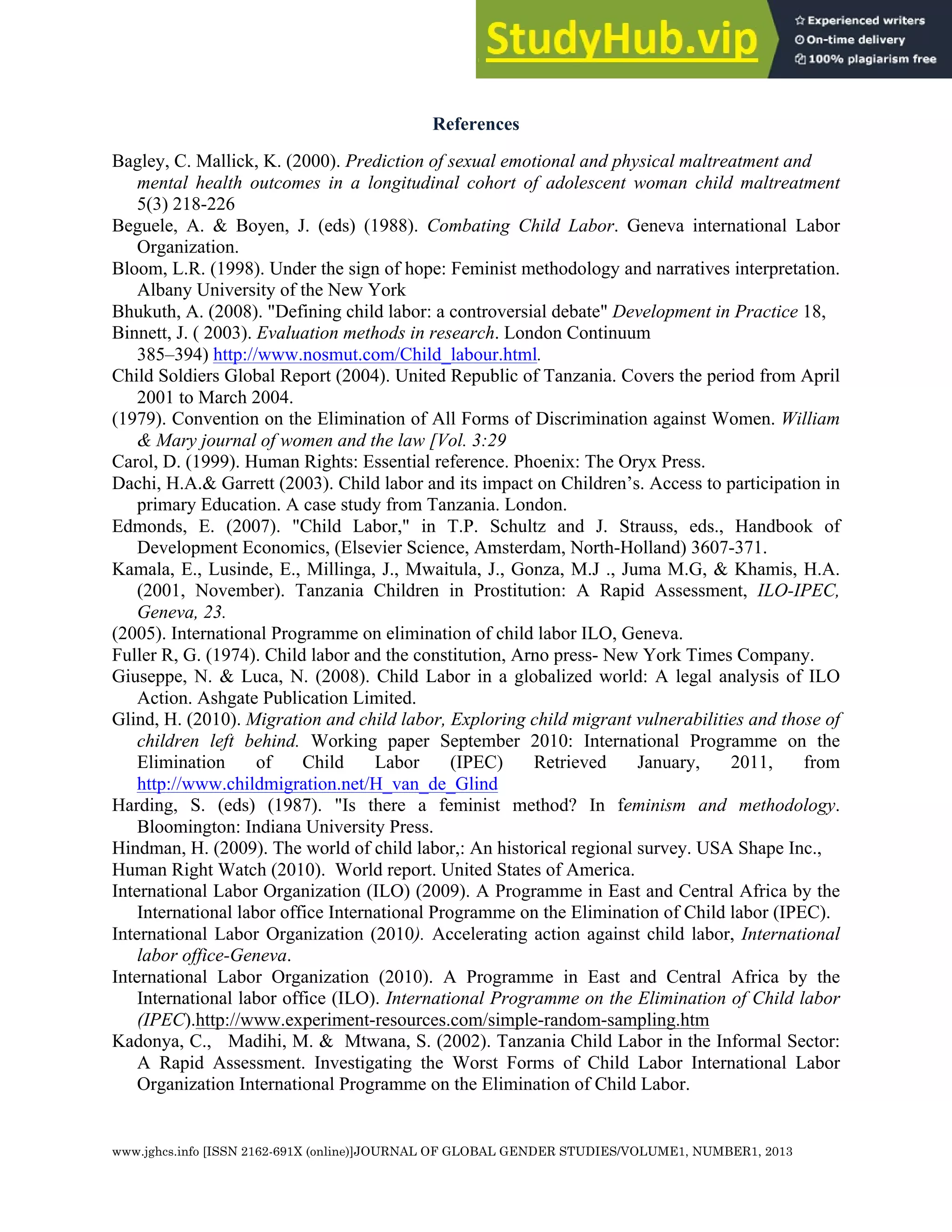 ASSESSMENT OF THE CAUSES AND EFFECTS OF DOMESTIC CHILD LABOR AND ITS ...
