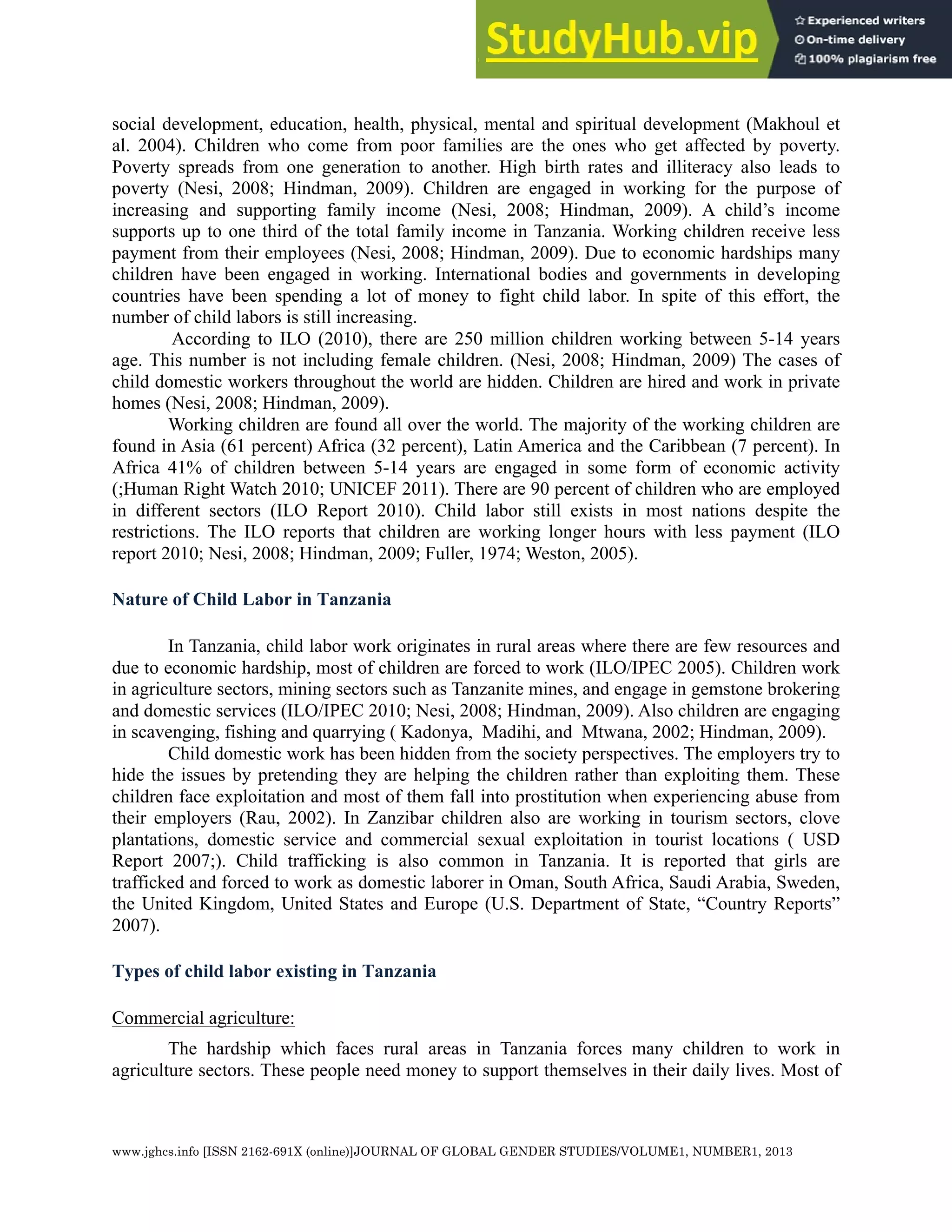 ASSESSMENT OF THE CAUSES AND EFFECTS OF DOMESTIC CHILD LABOR AND ITS ...