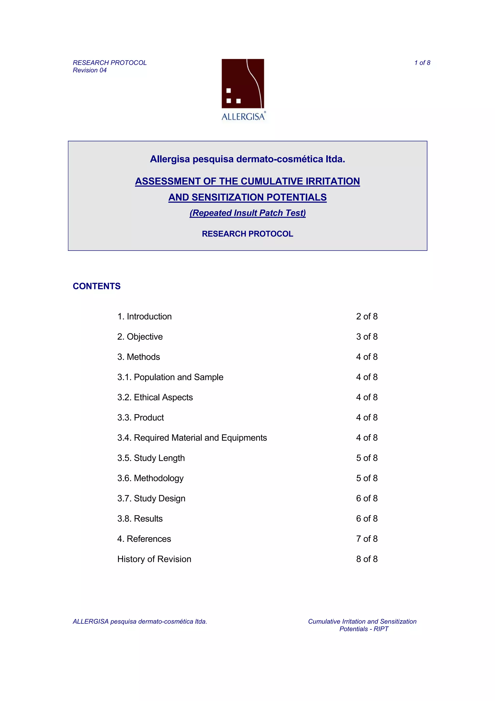 Assessment of the cumulative irritation and sensitization ript | PDF