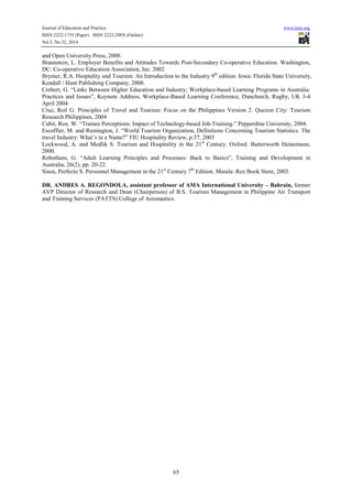 Assessment of the practicum training program of b.s. tourism in ...