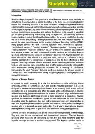 ASSESSMENT OF THE QUALITIES OF A GOOD KEYNOTE SPEECH FOR THE AUDIENCE | PDF
