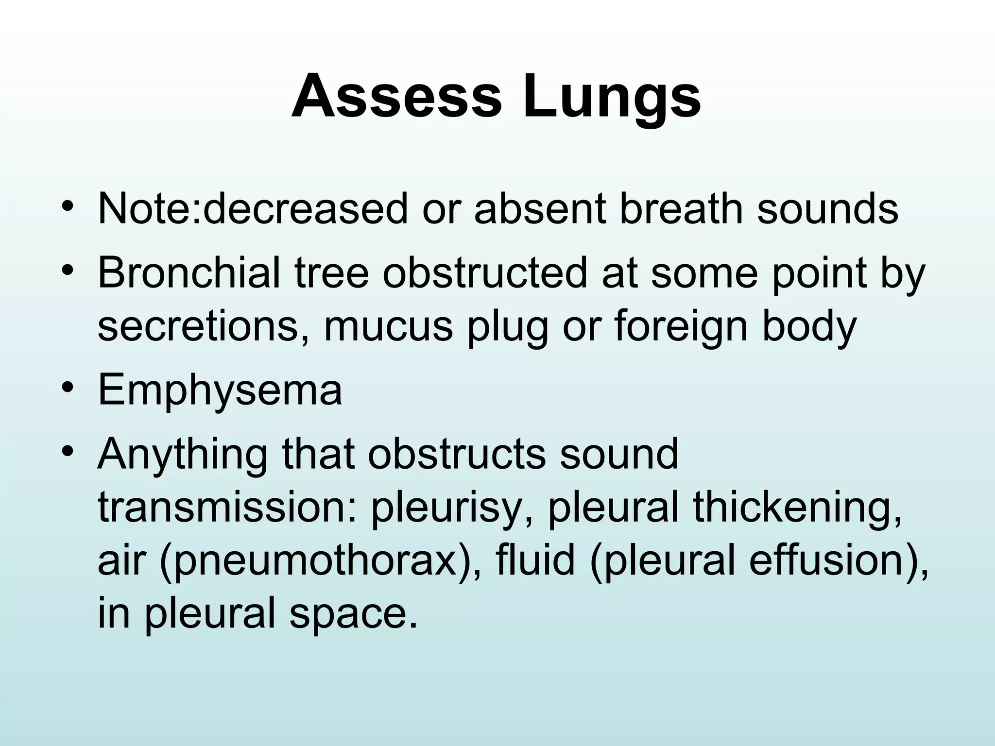 Assessment of the thorax and lungs 5 | PPT | Death, Injury, or Military ...