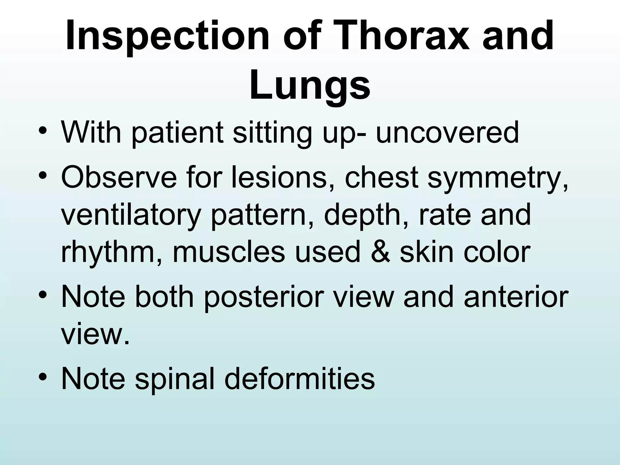 Assessment of the thorax and lungs 5 | PPT