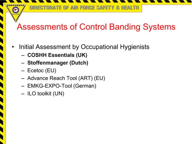 Assessment of various control band systems | PPT