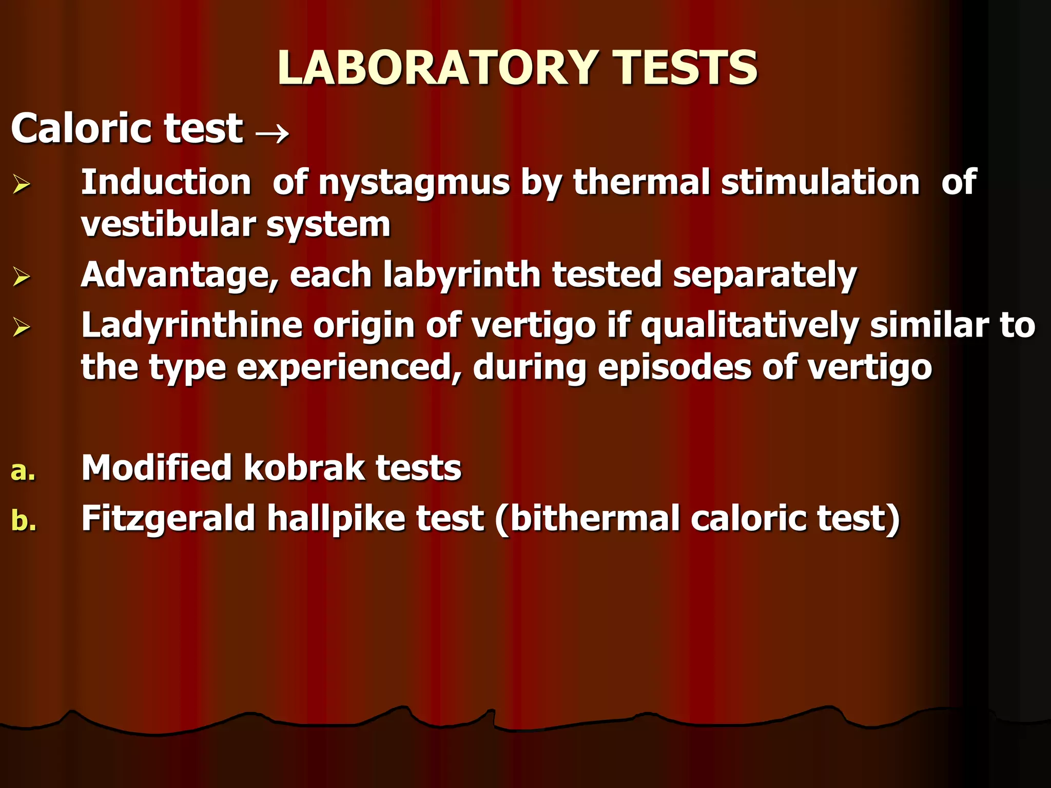 Assessment of vestibular function test | PPT