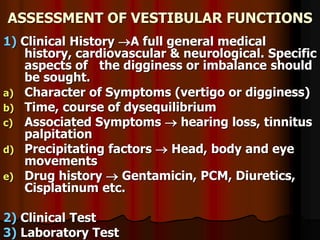 Assessment of vestibular function test | PPT