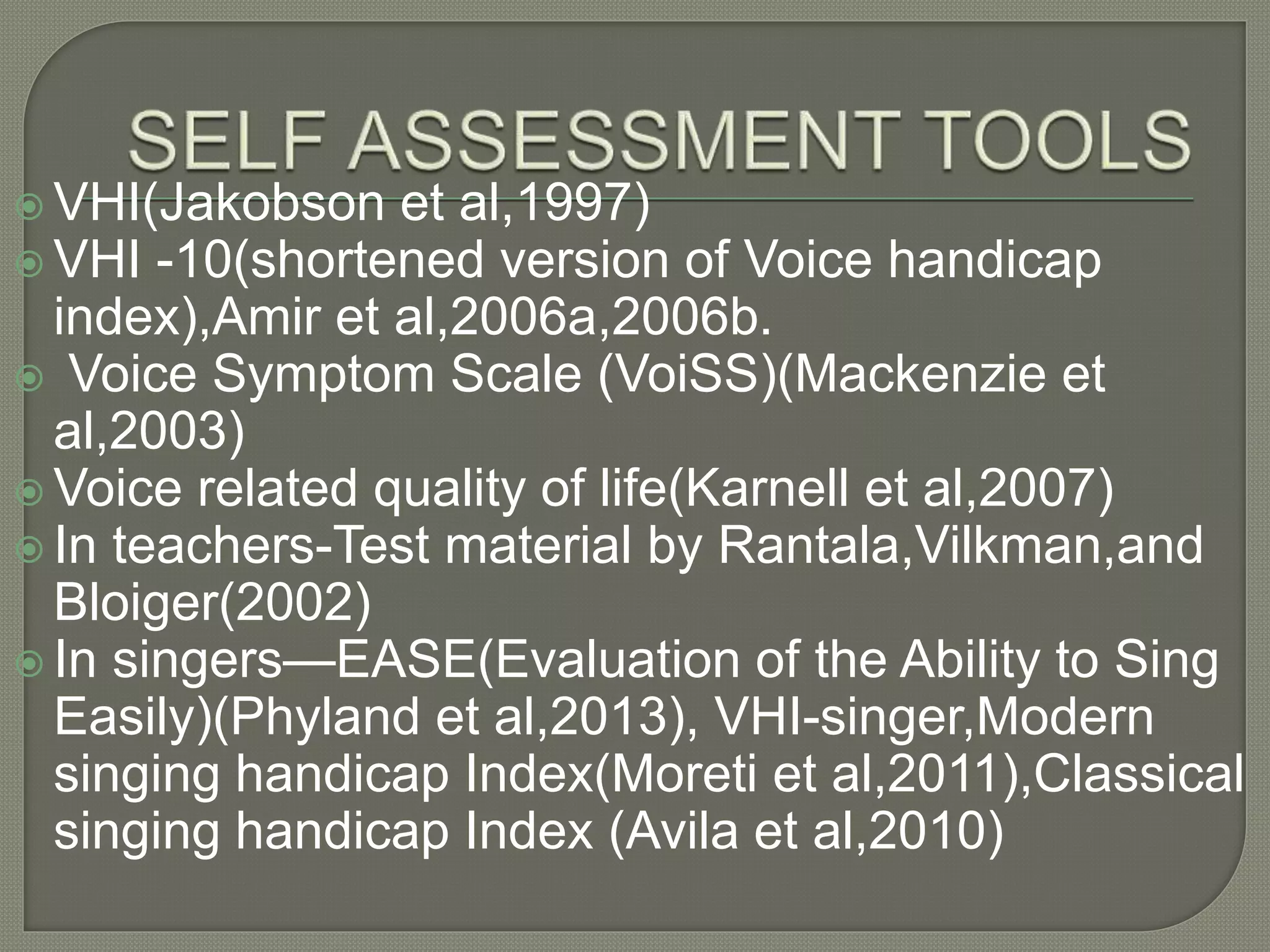 Assessment of voice in professional voice users | PPTX