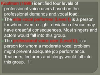 Assessment of voice in professional voice users | PPTX