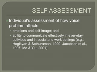 Assessment of voice in professional voice users | PPTX