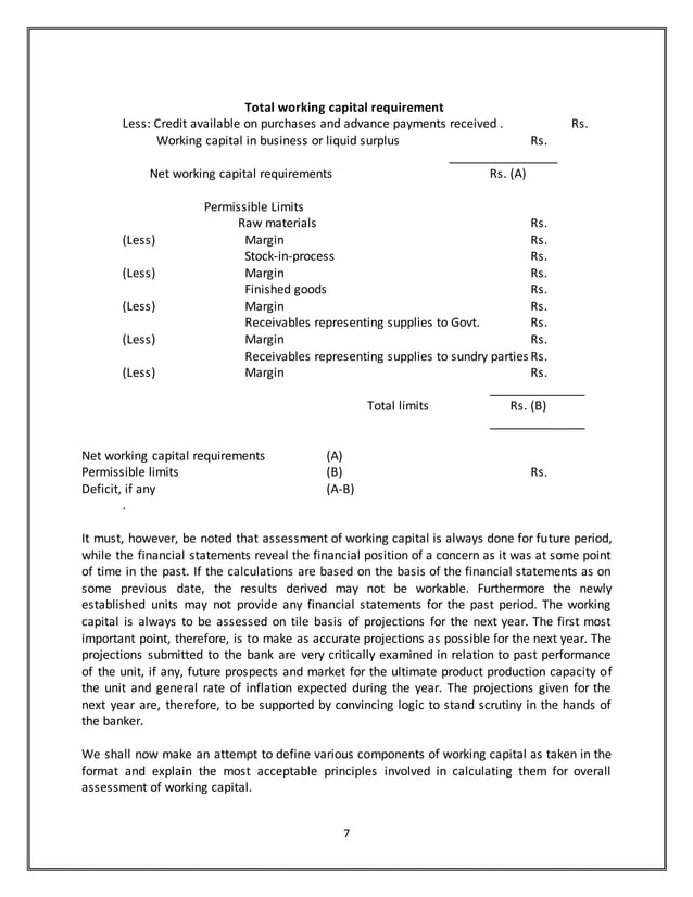 Assessment of Working Capital | DOCX