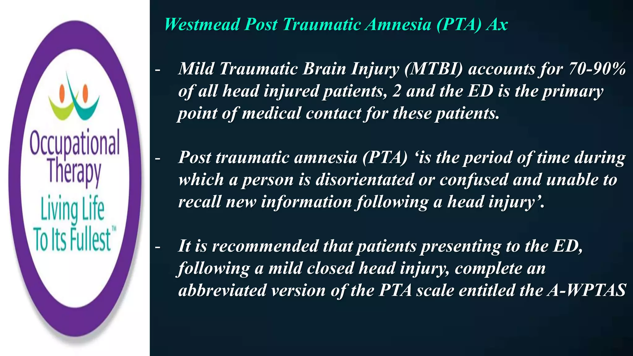 Occupational Therapy Standardized Assessment | PPTX