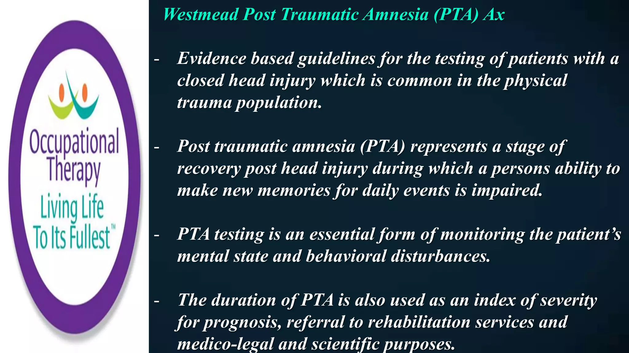Occupational Therapy Standardized Assessment | PPTX