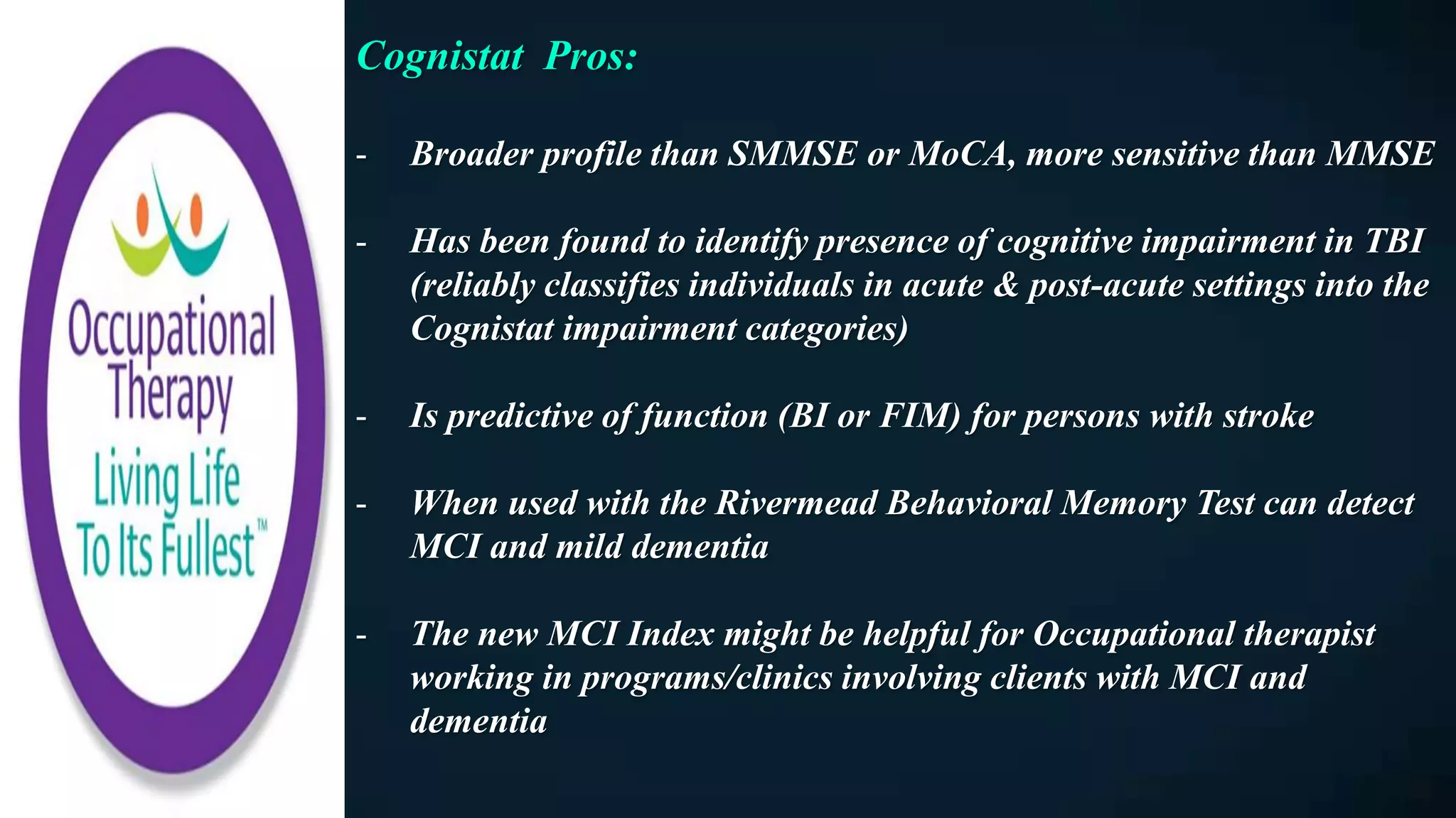 Occupational Therapy Standardized Assessment | PPTX