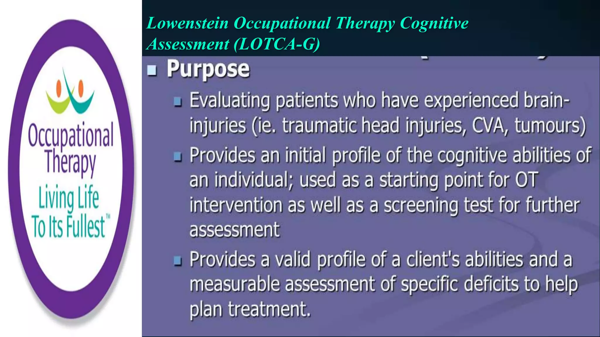 Occupational Therapy Standardized Assessment | PPTX