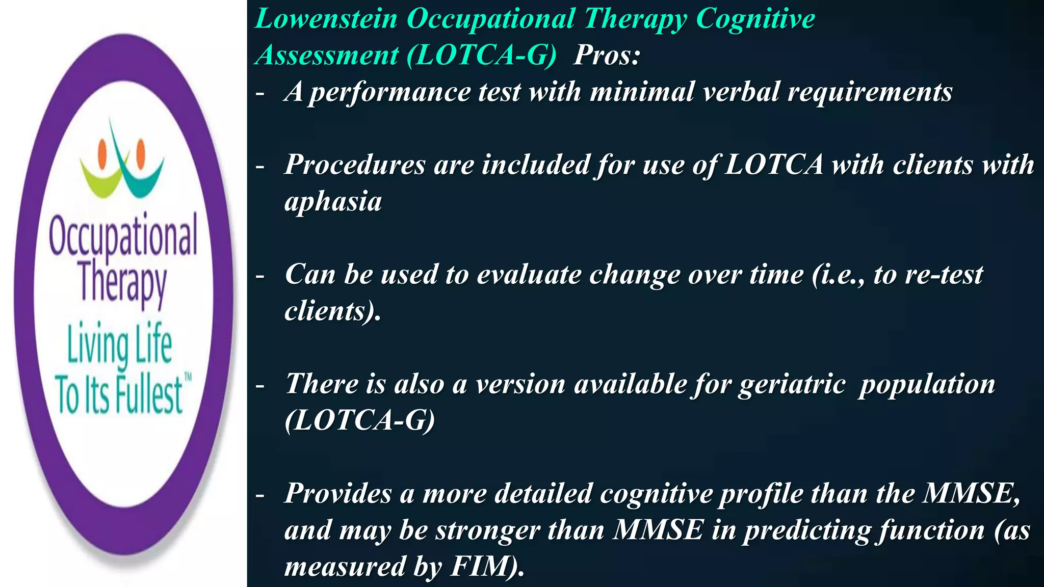 Occupational Therapy Standardized Assessment | PPTX