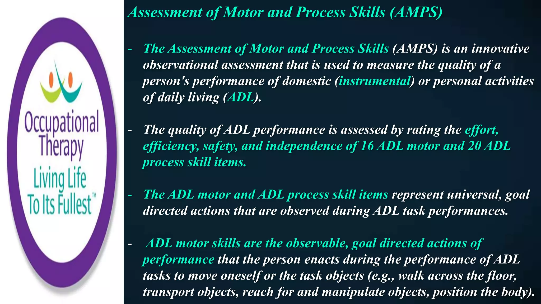 Occupational Therapy Standardized Assessment | PPTX