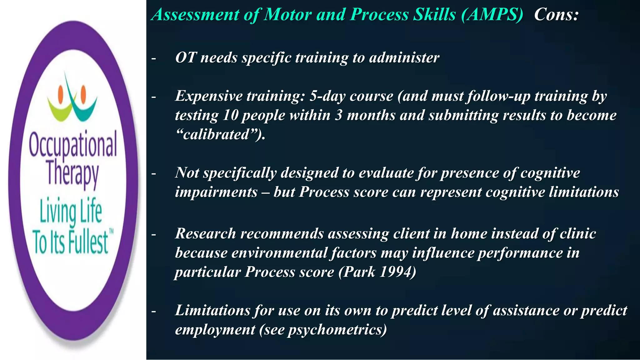 Occupational Therapy Standardized Assessment | PPTX