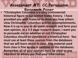 Assessment photo album for christopher columbus research unit | PPT