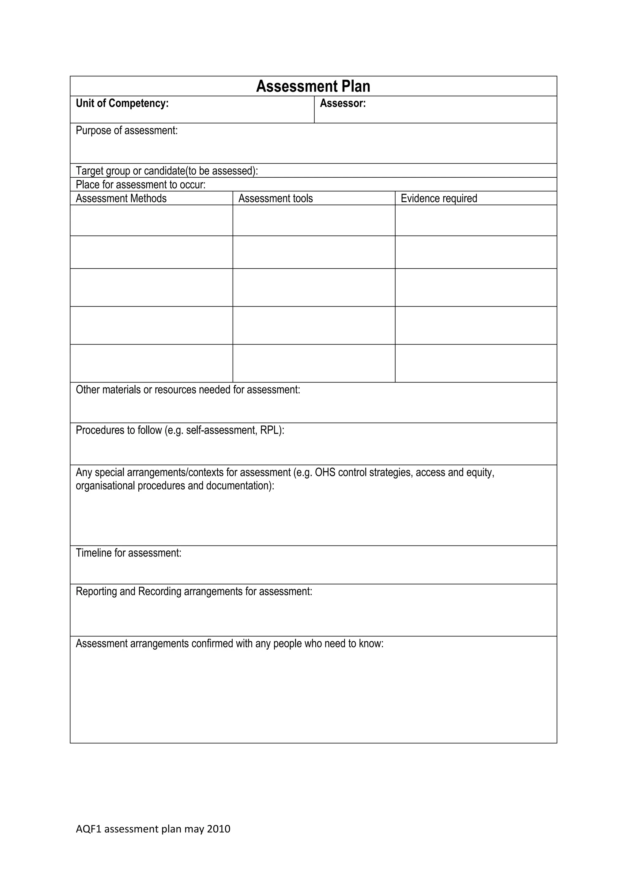 Assessment plan | DOCX