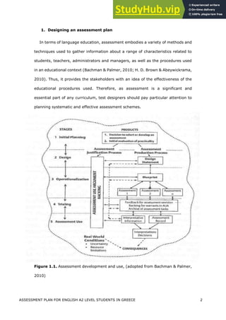 ASSESSMENT PLAN FOR ENGLISH A2 LEVEL STUDENTS IN GREECE | PDF