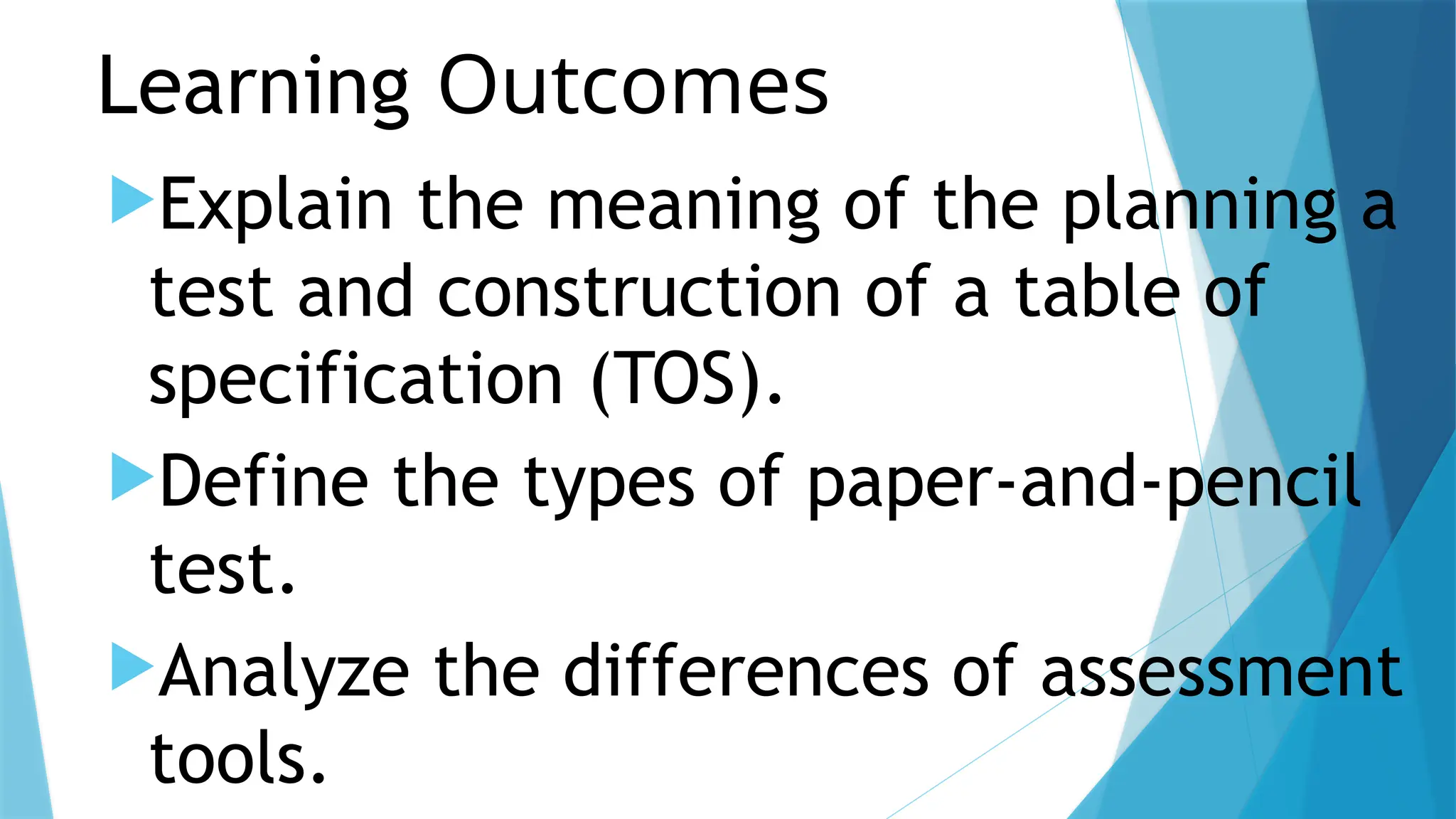 distinguishing and constructing various papr and pencil test | PPTX