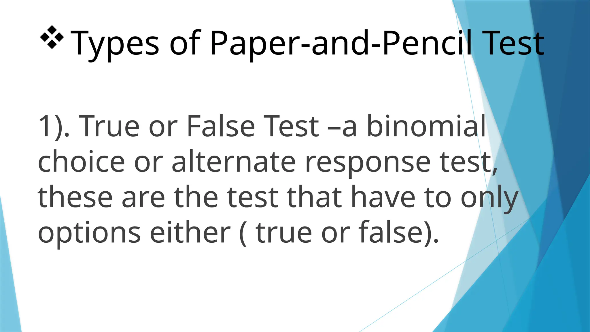 distinguishing and constructing various papr and pencil test | PPTX