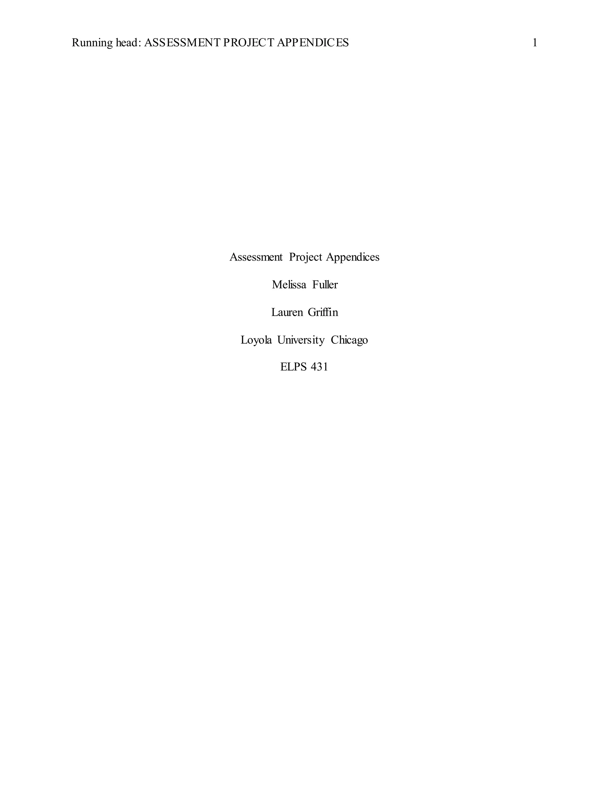 Assessment project appendices griffin fuller (final) | DOCX