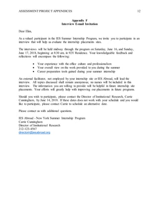 Assessment project appendices griffin fuller (final) | PDF