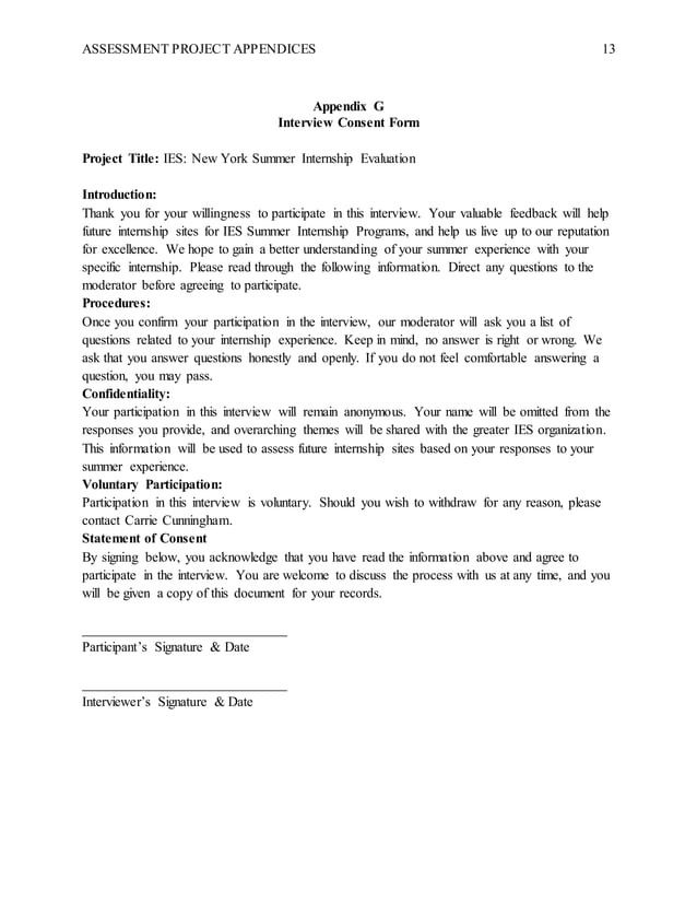 Assessment project appendices griffin fuller (final) | PDF