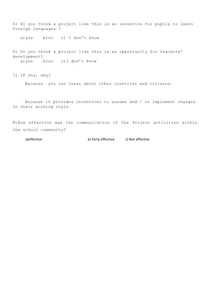 Assessment questionnaire teachers