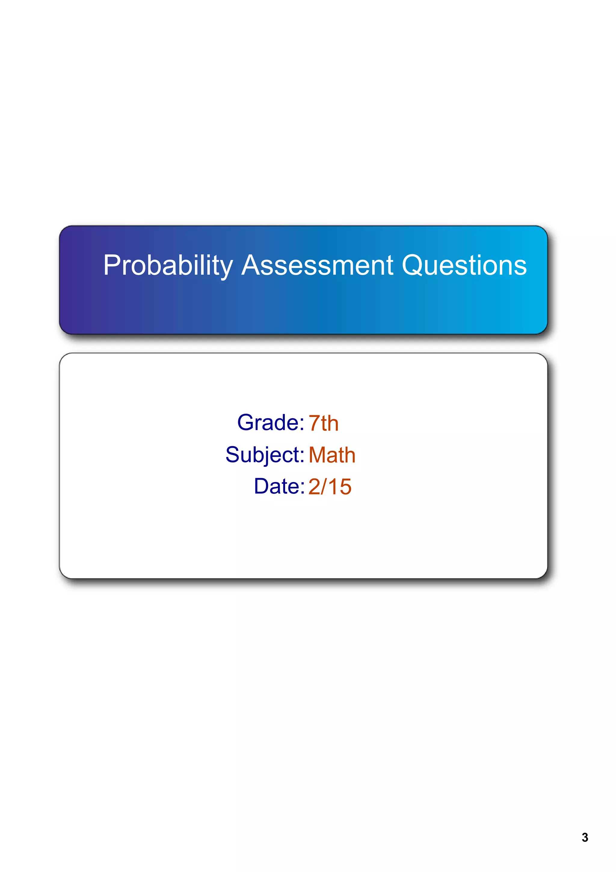 Assessment questions probability | PDF | Free Download