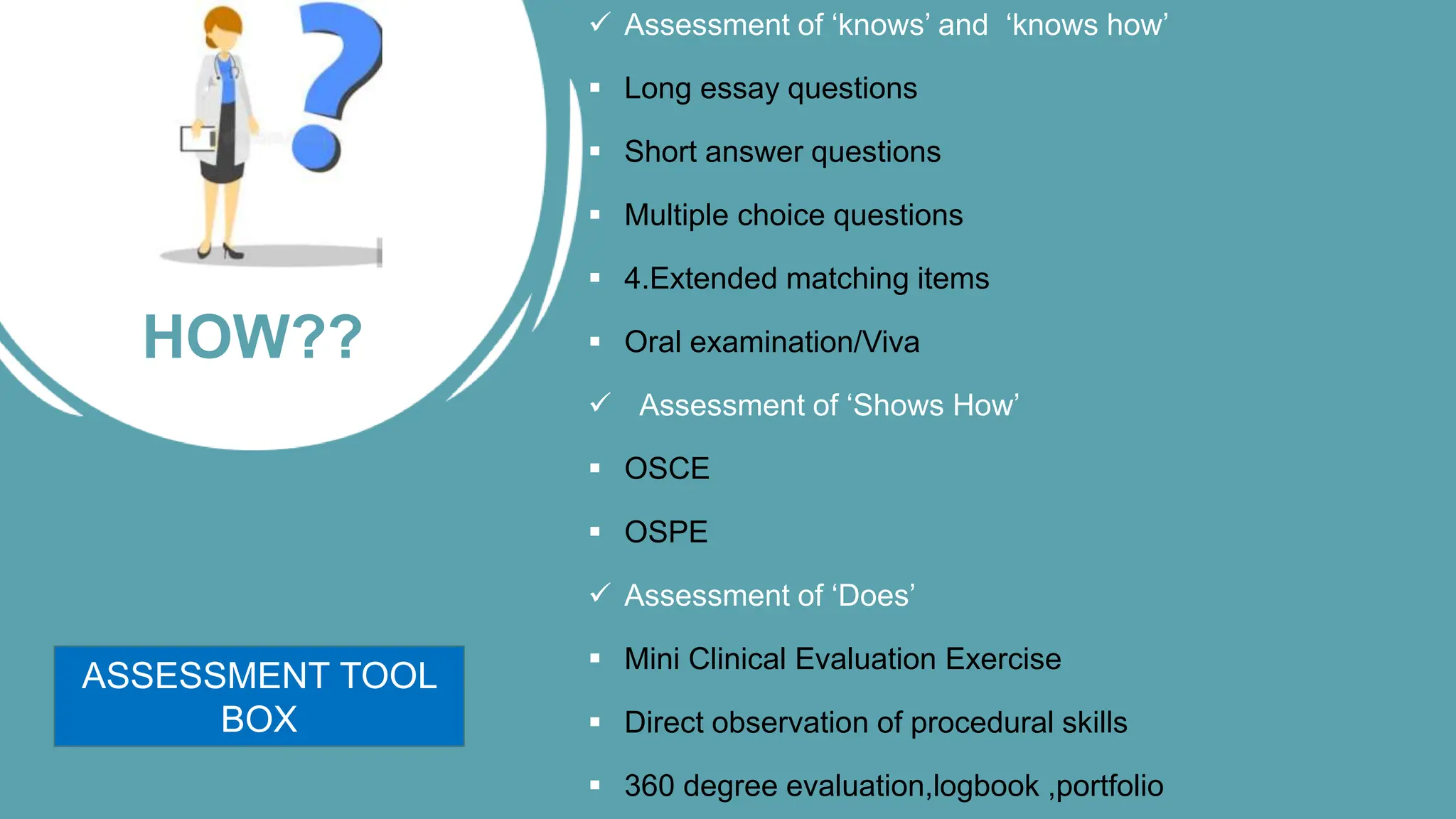 ASSESSMENT TECHNIQUES IN MEDICAL EDUCATION | PPTX