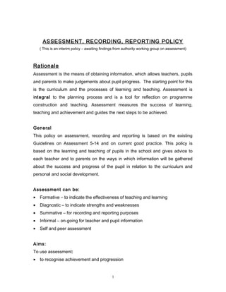 Assessment, recording, reporting policy | DOC