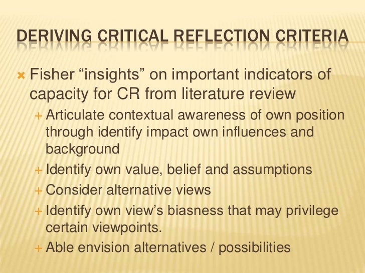 Assessment & reflection