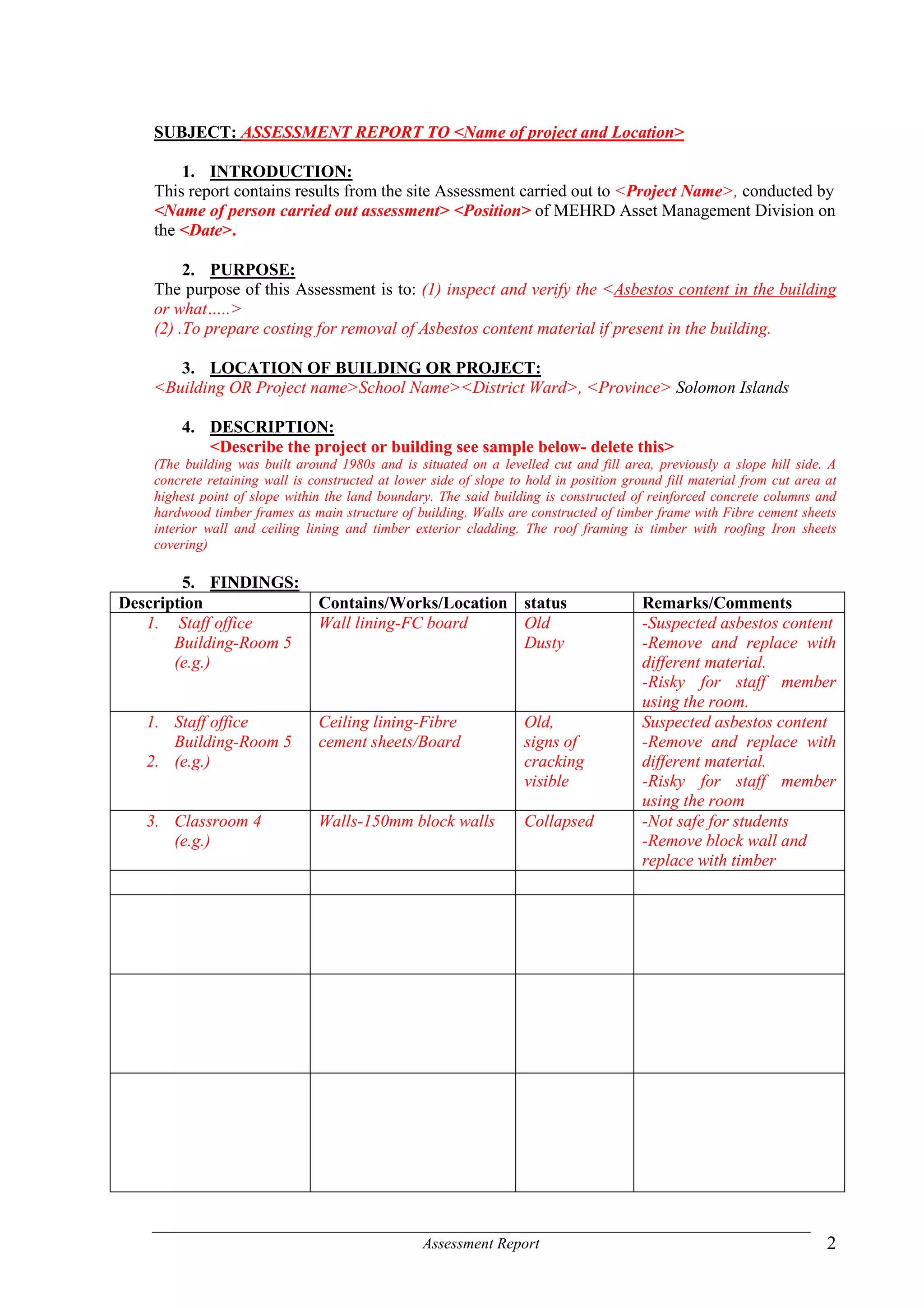 Assessment report template | PDF