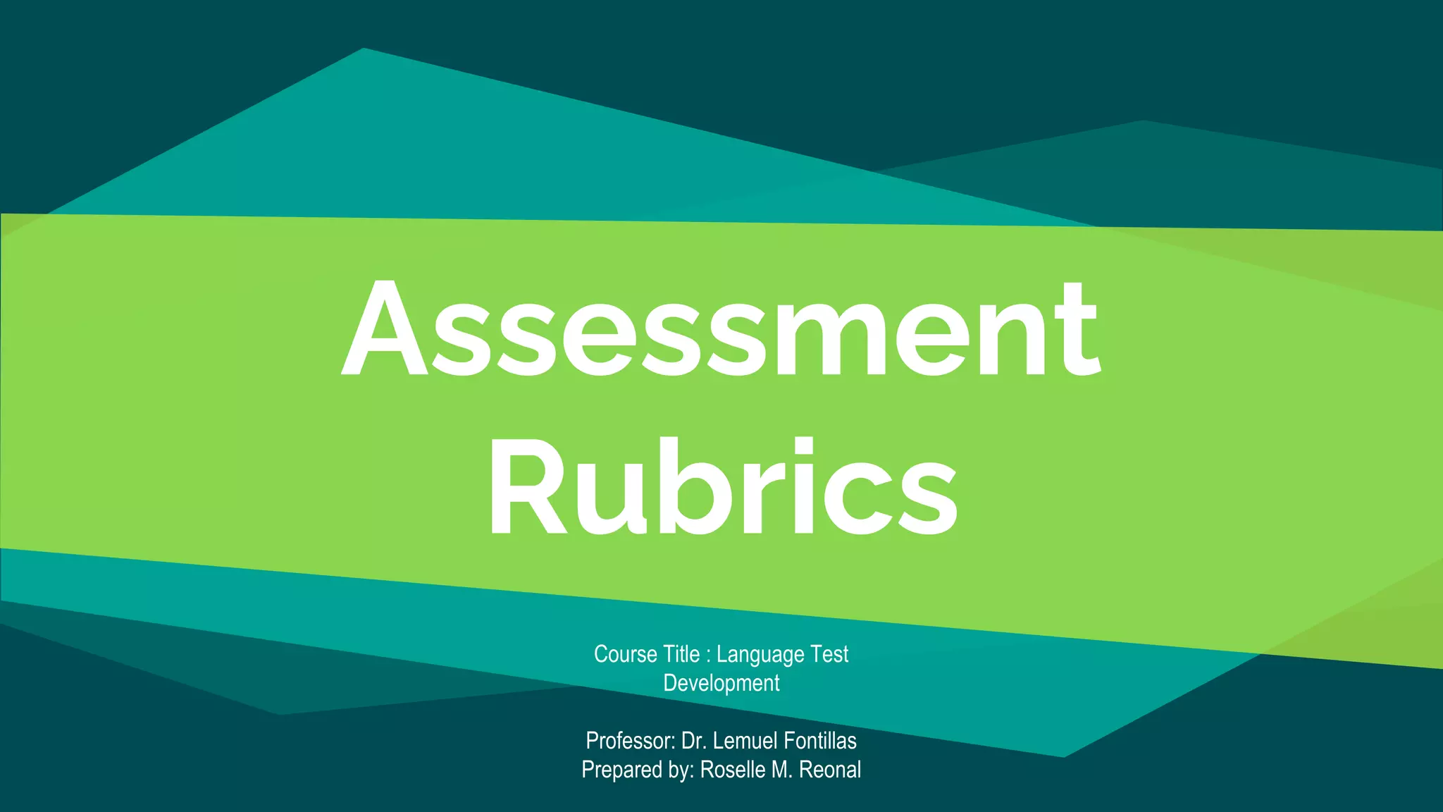 Assessment Rubrics | PPTX