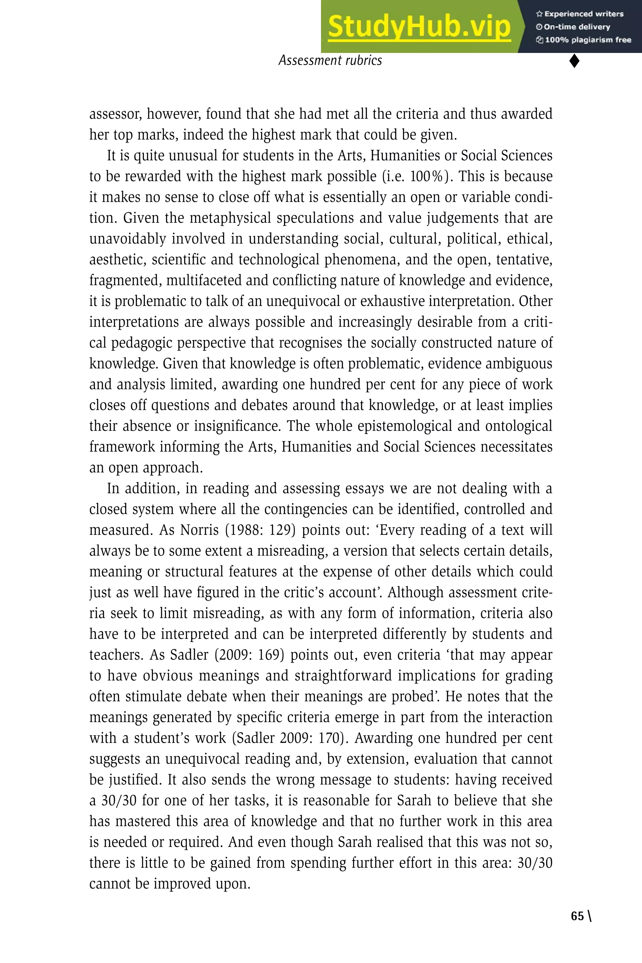 Assessment Rubrics Thinking Inside The Boxes | PDF