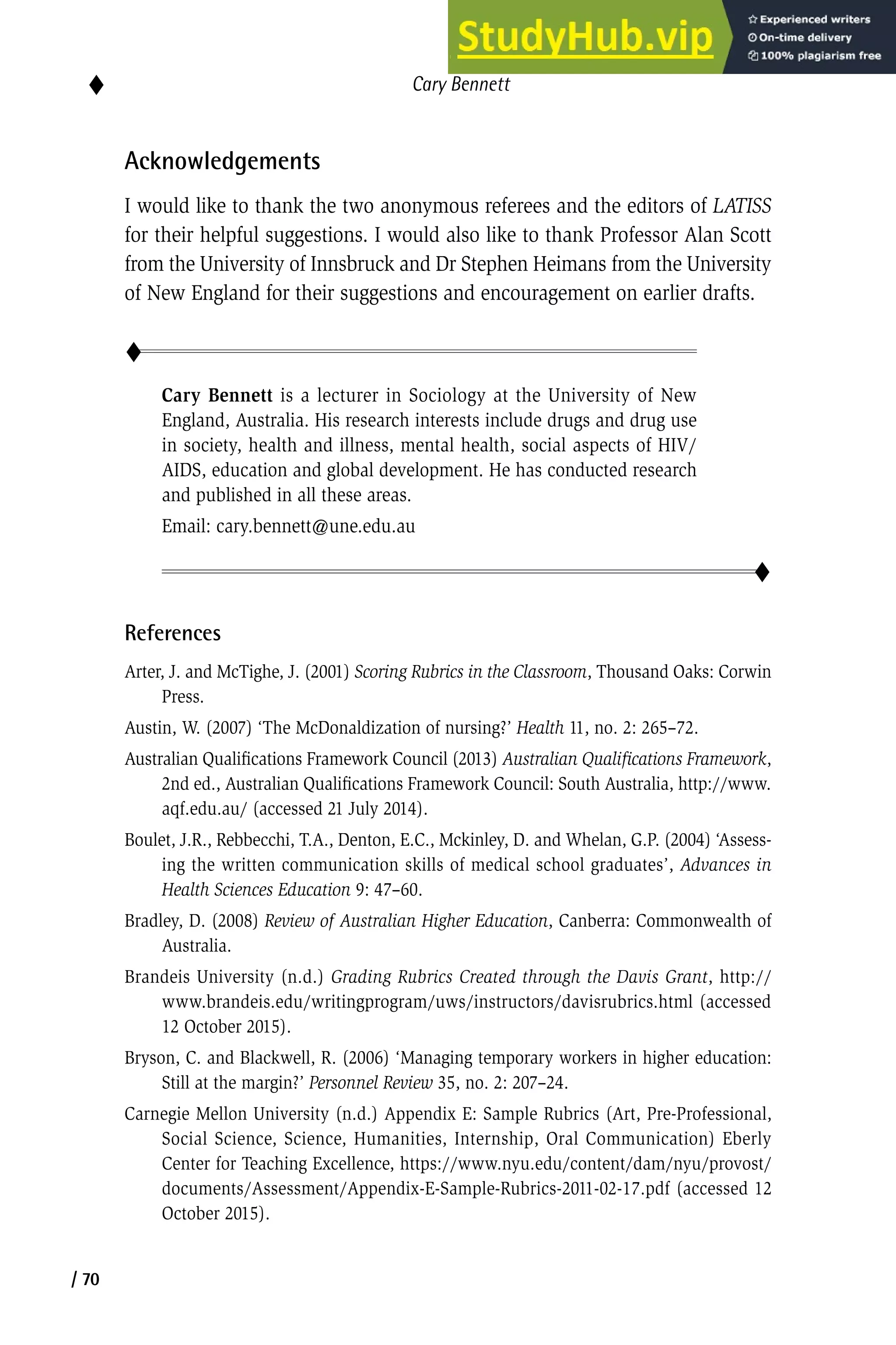 Assessment Rubrics Thinking Inside The Boxes | PDF
