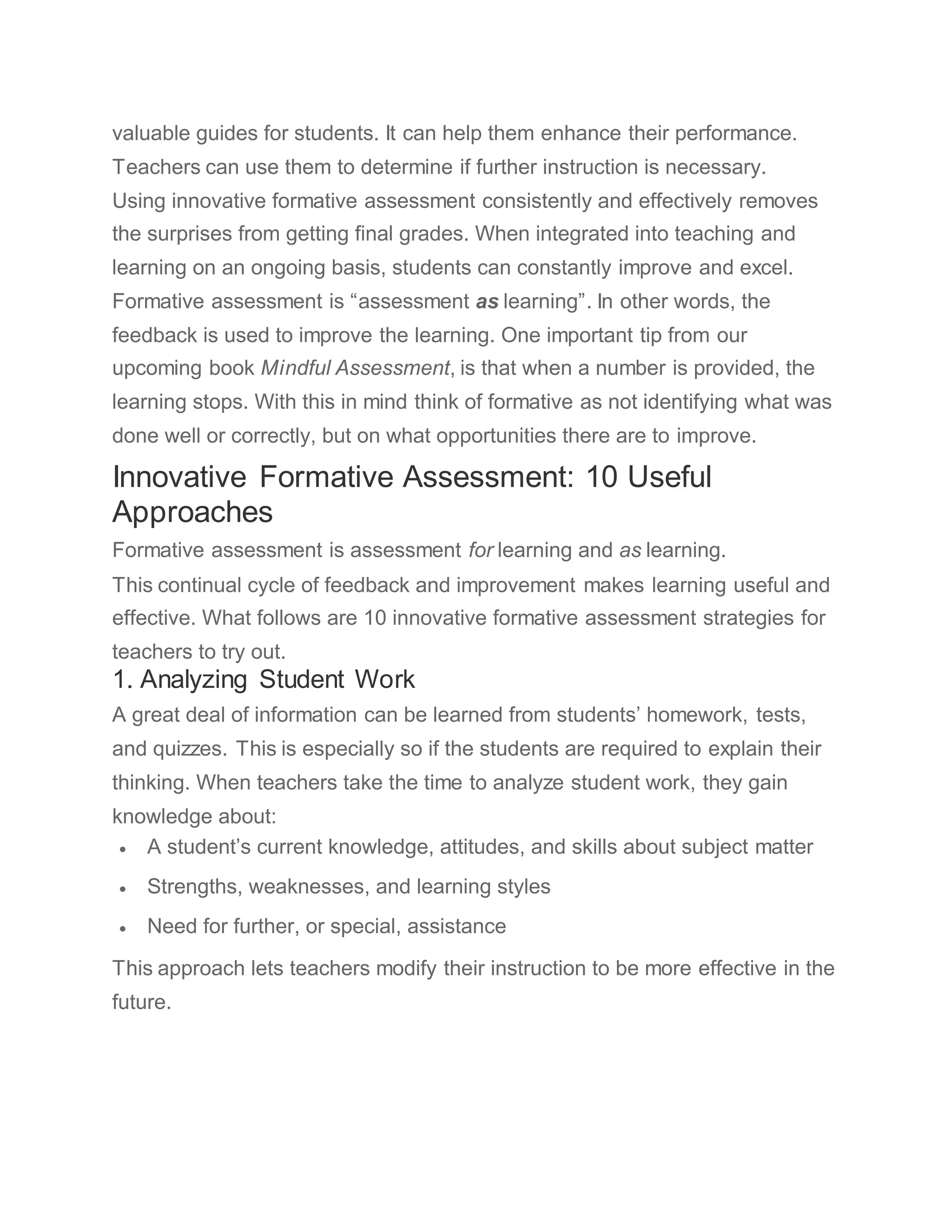 10 Innovative Formative Assessment Examples for Teachers | DOCX