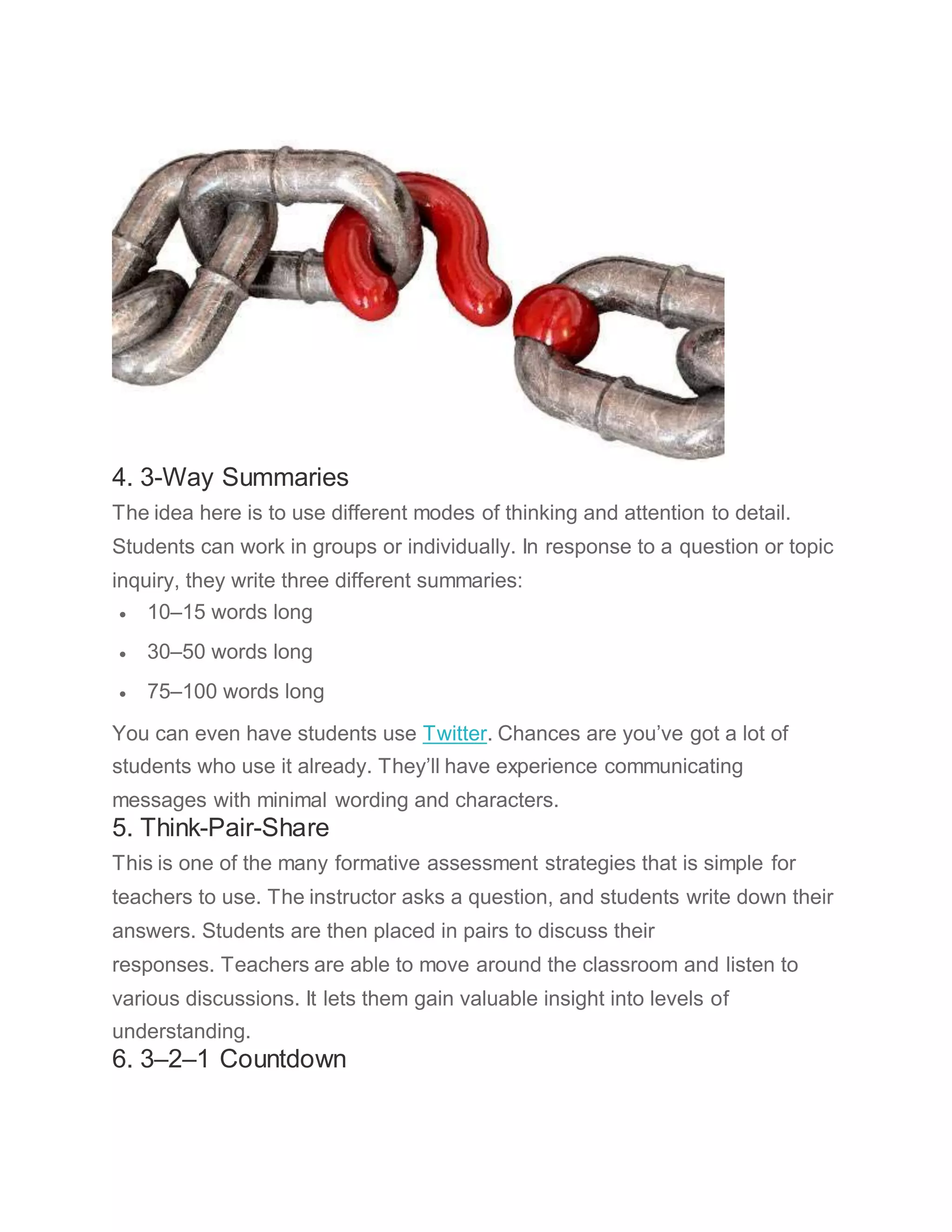 10 Innovative Formative Assessment Examples for Teachers | DOCX