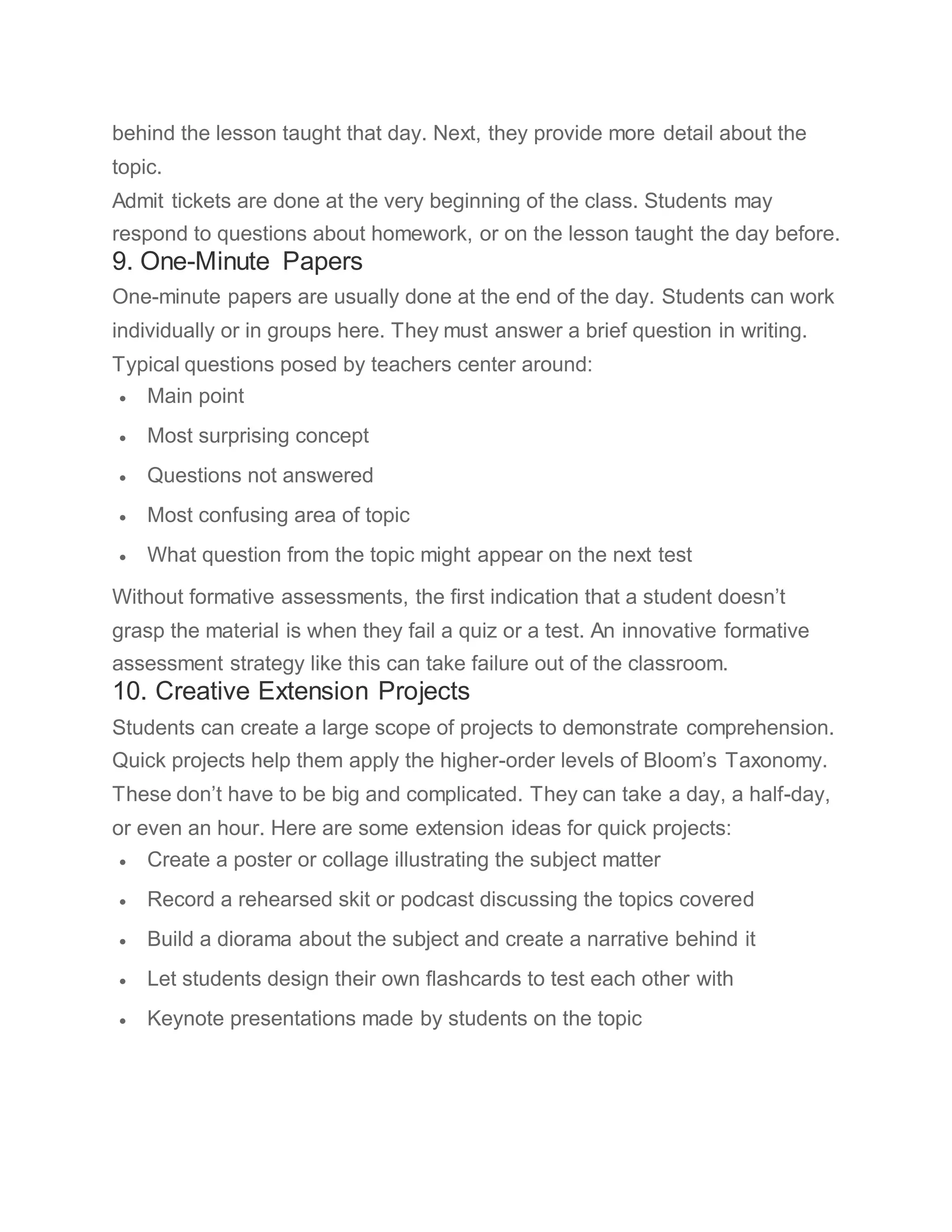 10 Innovative Formative Assessment Examples for Teachers | DOCX