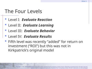 Assessments and Kirkpatrick Model | Evaluating Training Programs | PPT