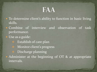 Assessments in occupational therapy mental health 1 | PPTX