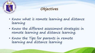 Assessment strategies in remote learning distance learning | PPTX