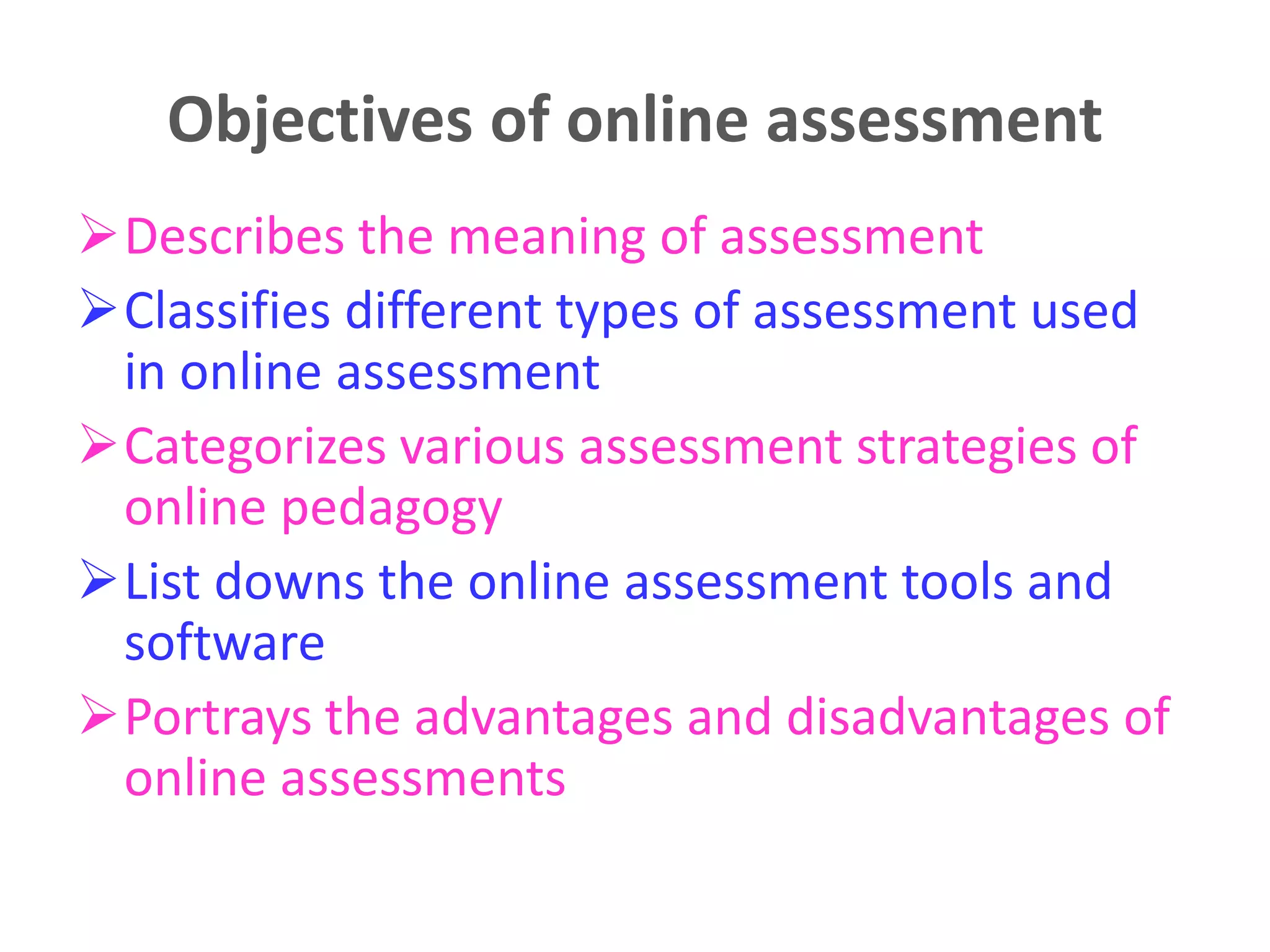 Assessment Strategies of Online Pedagogy | PPTX