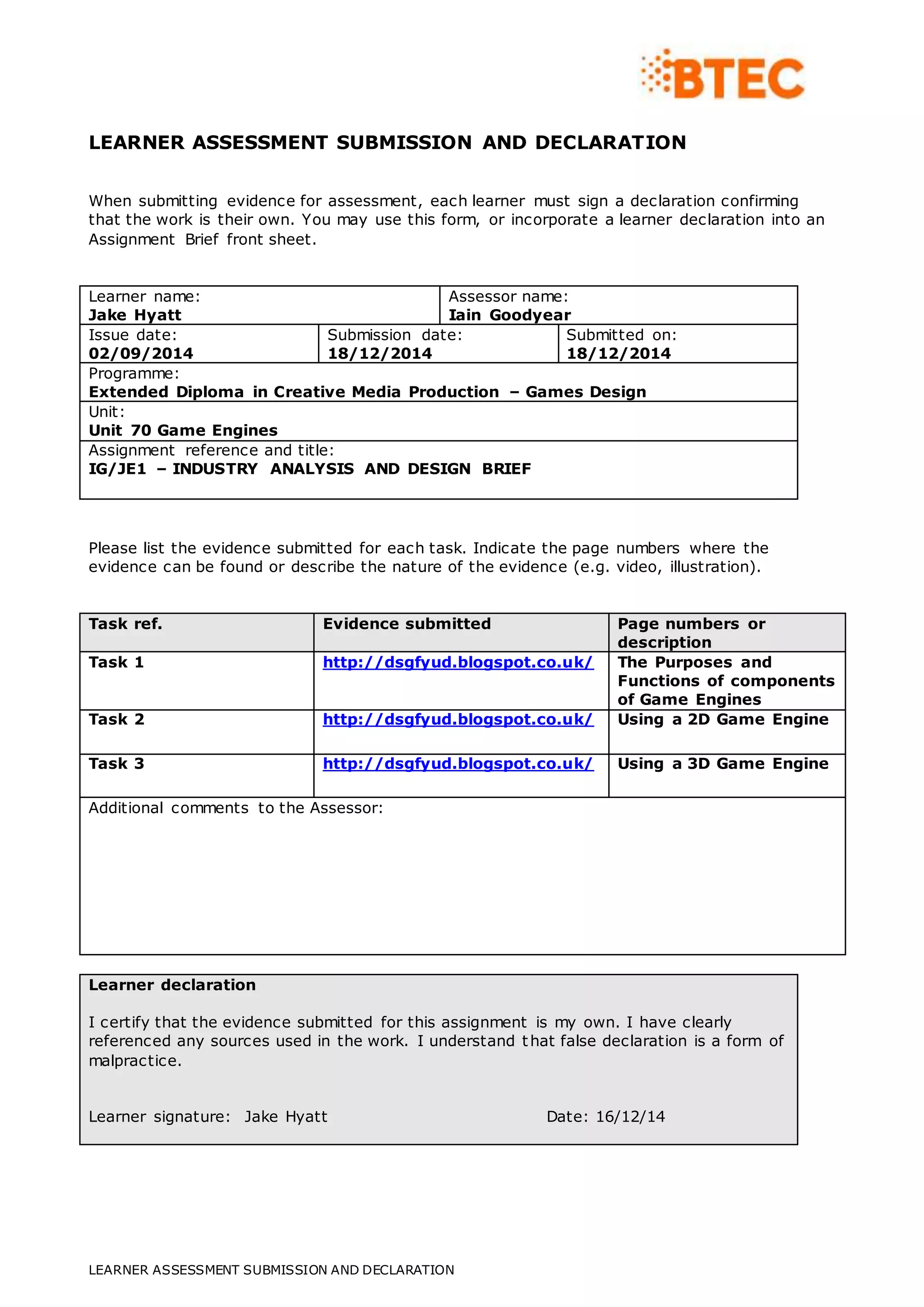 Assessment submission declaration | DOCX