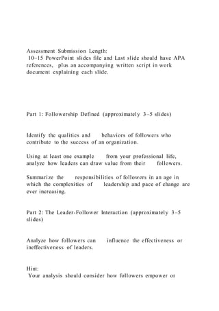 Assessment submission length 10–15 power point slides file and | DOCX
