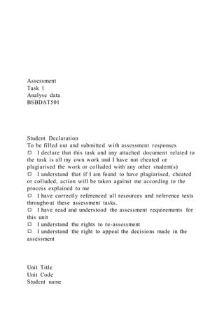 Assessment task 1analyse databsbdat501stu | PDF